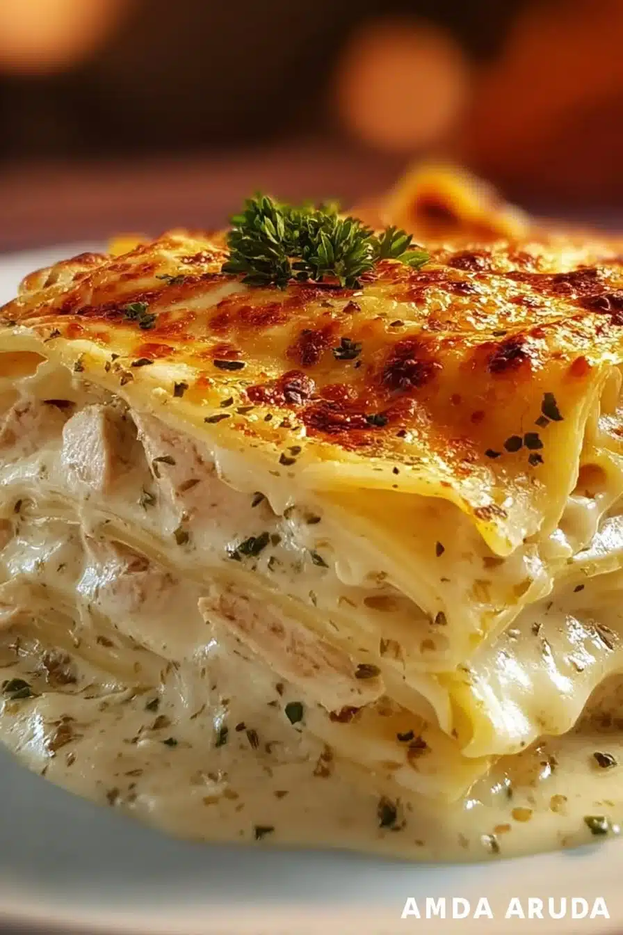 Creamy Chicken Lasagna with White Sauce